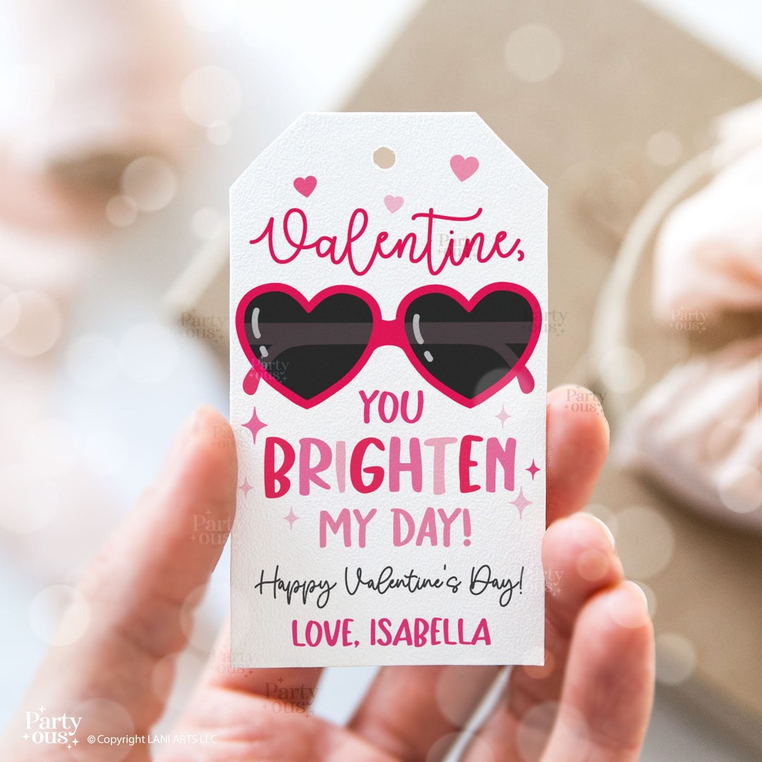 Editable Heart Sunglasses Valentines Day Gift Tag Valentine Tags Class ...