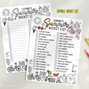 Editable Summer Bucket List Summer Fun Family Checklist Custom to Do ...