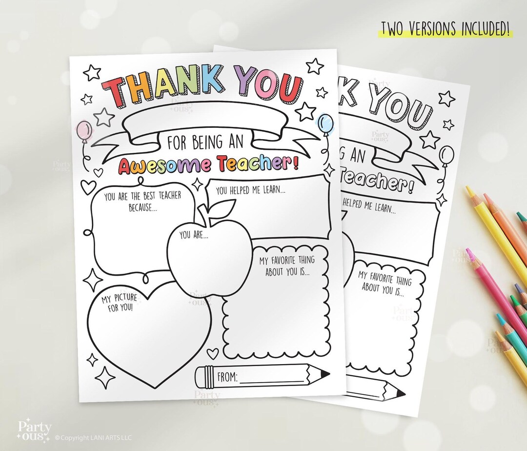 Teacher Appreciation Week Printable Teacher Appreciation Gift Thank You ...