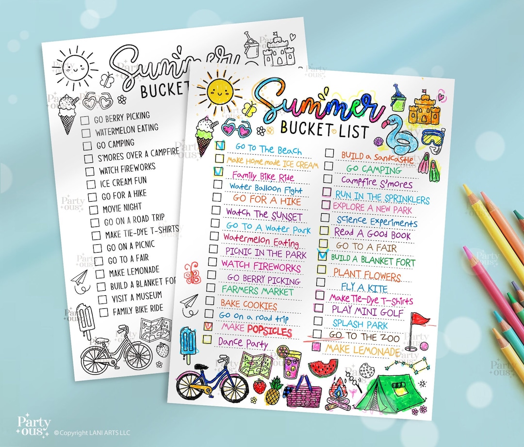Summer Bucket List Kids Summer Fun to Do List Printables Family Planner ...