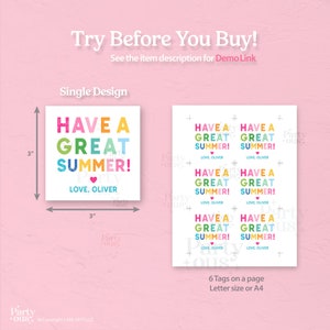 Editable Last Day of School Tag Thank You End of Year Teacher Gift Tags ...