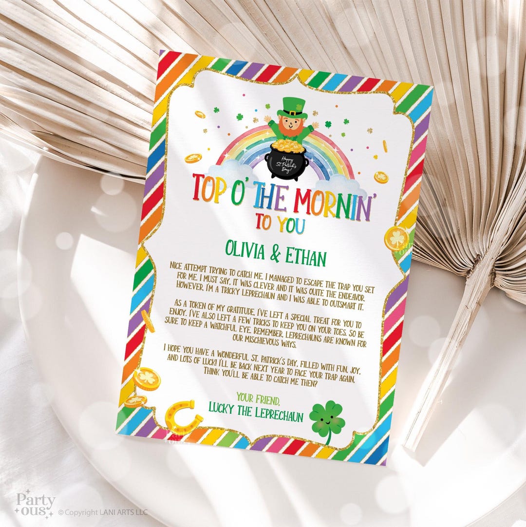 Editable Leprechaun Letter Kids St. Patrick's Day Leprechaun Trap Irish ...