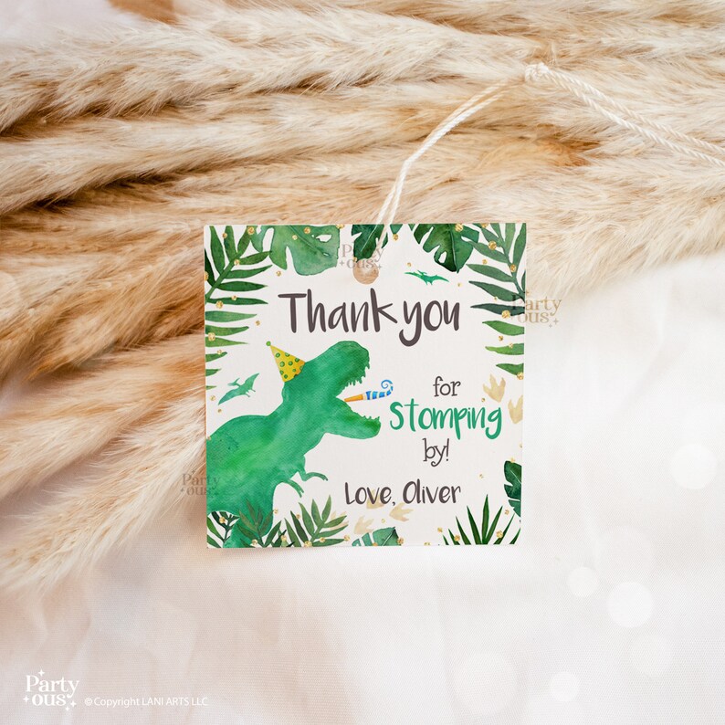 Editable Dinosaur Birthday Favor Tags Dino Party Gift Tags Thank You ...