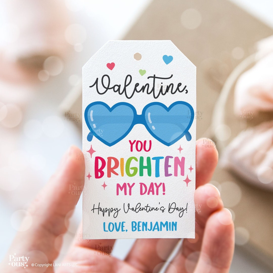 Editable Heart Sunglasses Valentines Day Gift Tag Boy Valentine Tags ...