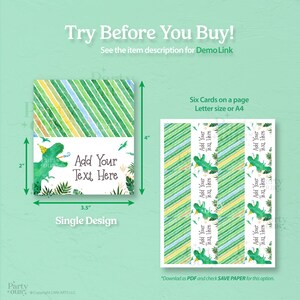 Editable Dinosaur Birthday Place Cards Food Labels Dino Party Jurassic ...