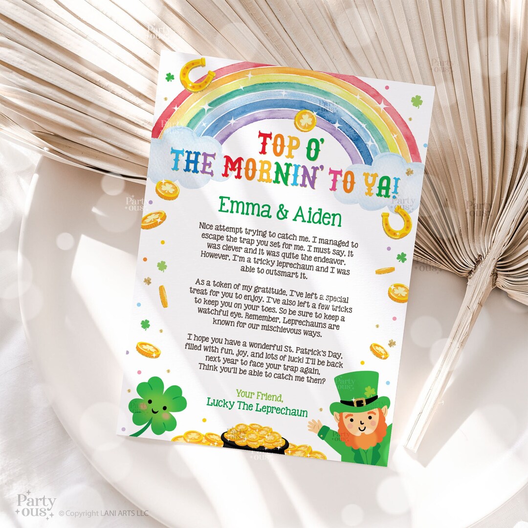 Editable Leprechaun Letter Kids St Patricks Day Leprechaun Trap St ...