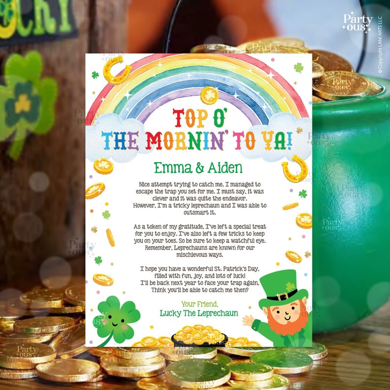 Editable Leprechaun Letter Kids St Patricks Day Leprechaun Trap St ...