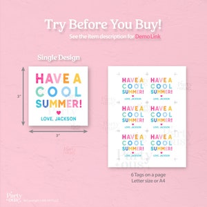 Editable Last Day of School Tag Cool Summer End of Year Teacher Gift ...