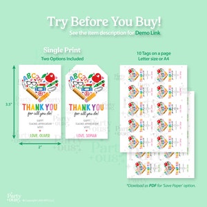 Editable Teacher Appreciation Week Gift Tags Thank You Teacher Gift Tag ...