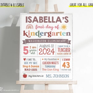 Editable First Day of School Sign Back to School Sign Printable ...