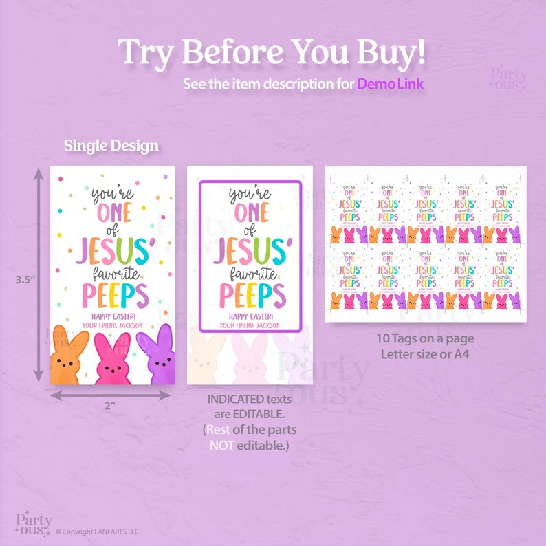 Editable Easter Gift Tags You're One of Jesus' Favorite Peeps Easter ...