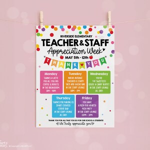 Editable Teacher Appreciation Week Itinerary Poster Teachers Staff ...