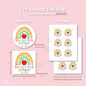 Editable Teacher Appreciation Week Gift Tags Thank You Teacher Gift Tag ...