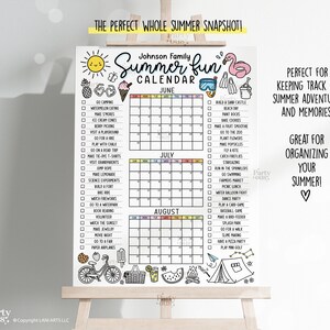 Editable Summer Calendar Coloring Poster Printables Family Summer Fun ...