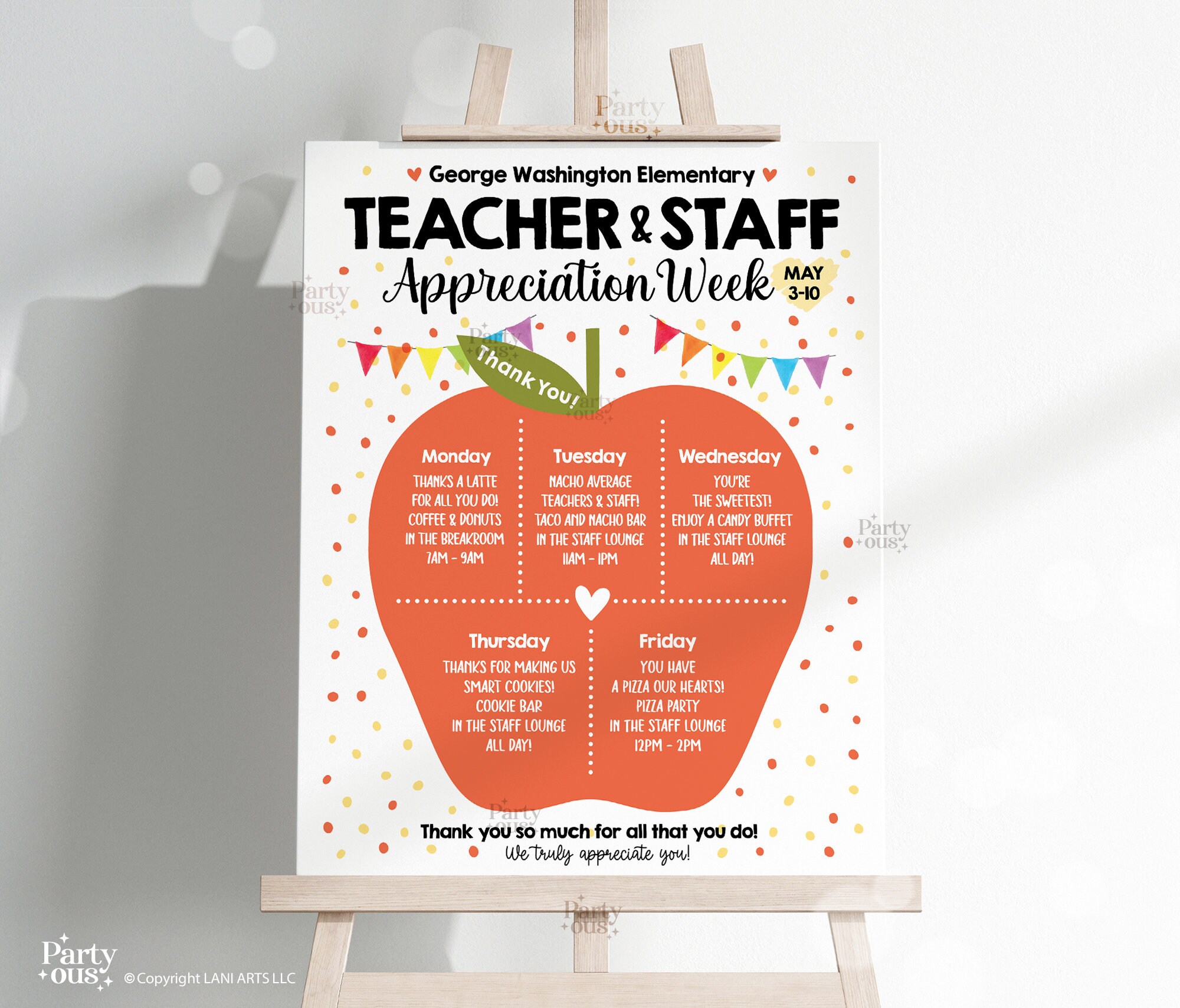 Editable Teacher Appreciation Week Itinerary Poster Teachers Staff ...