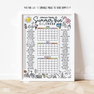 Editable Summer Calendar Coloring Poster Printables Family Summer Fun ...