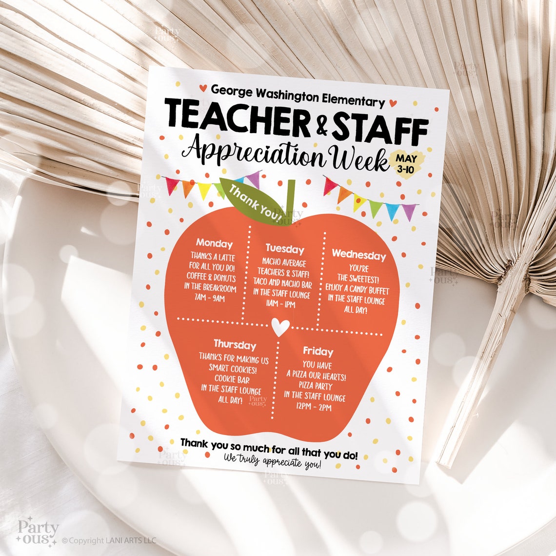 Editable Teacher Appreciation Week Itinerary Poster Teachers Staff ...