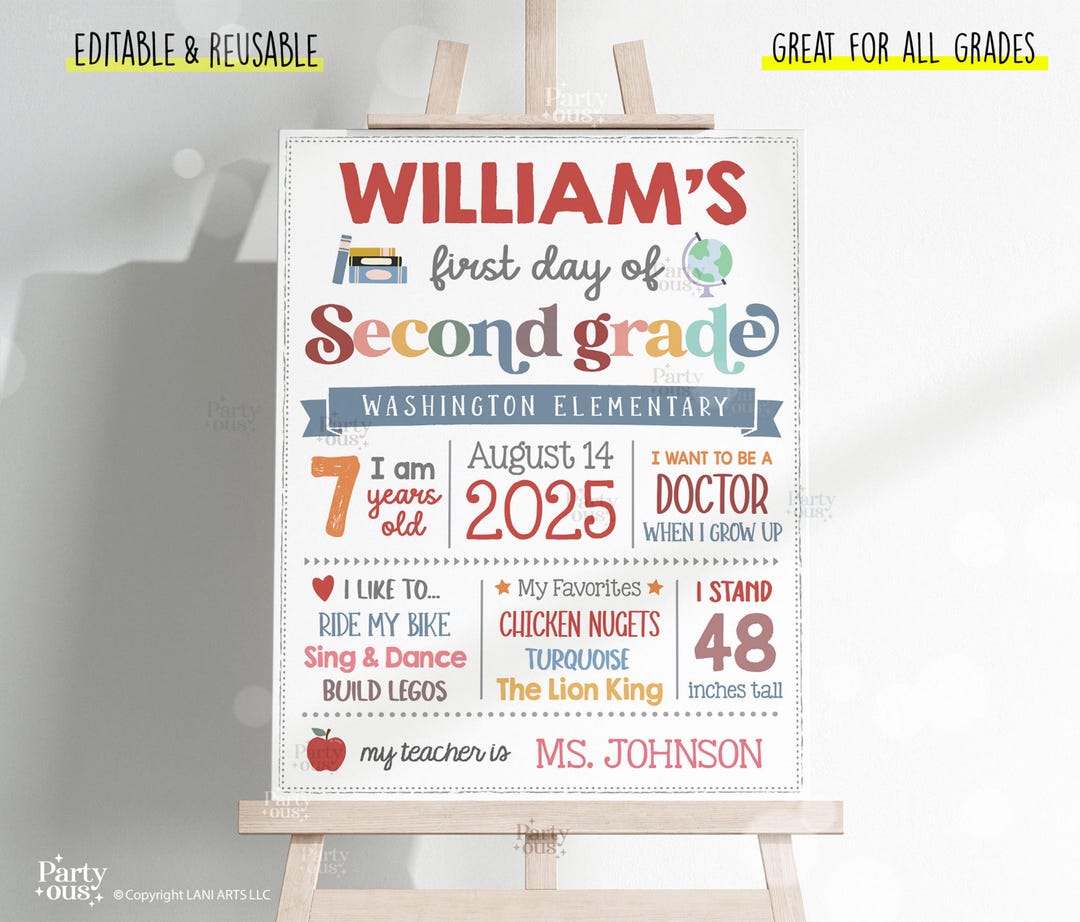 Editable Back to School Sign First Day of School Sign Boho Printable ...