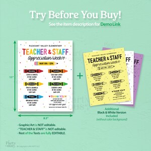 Editable Teacher Appreciation Week Itinerary Poster Teachers Staff ...