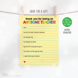 Teacher Appreciation Week Printable Teacher Appreciation Gift Thank You ...