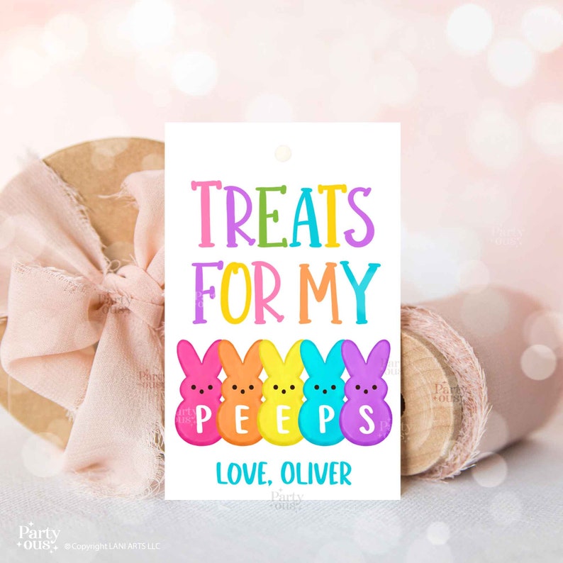 Editable Easter Gift Tags Treats for My Peeps Easter Basket Treat Tag ...