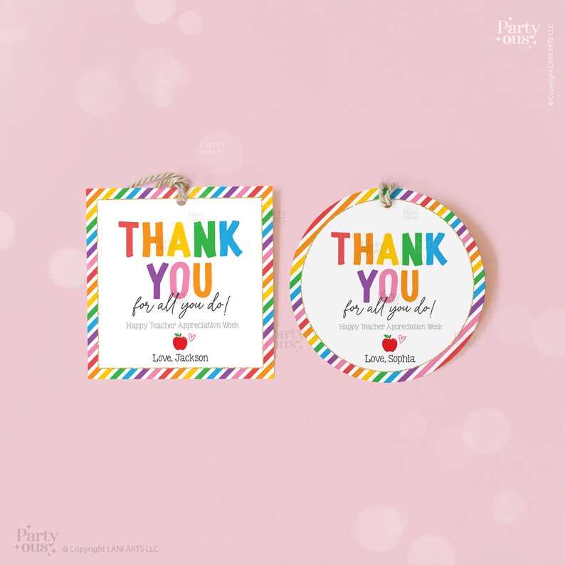 Editable Teacher Appreciation Week Gift Tags Thank You Teacher Gift Tag ...