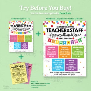 Editable Teacher Appreciation Week Itinerary Poster Teachers Staff ...
