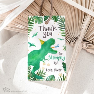 Editable Dinosaur Birthday Favor Tags Dino Party Gift Tags Thank You ...