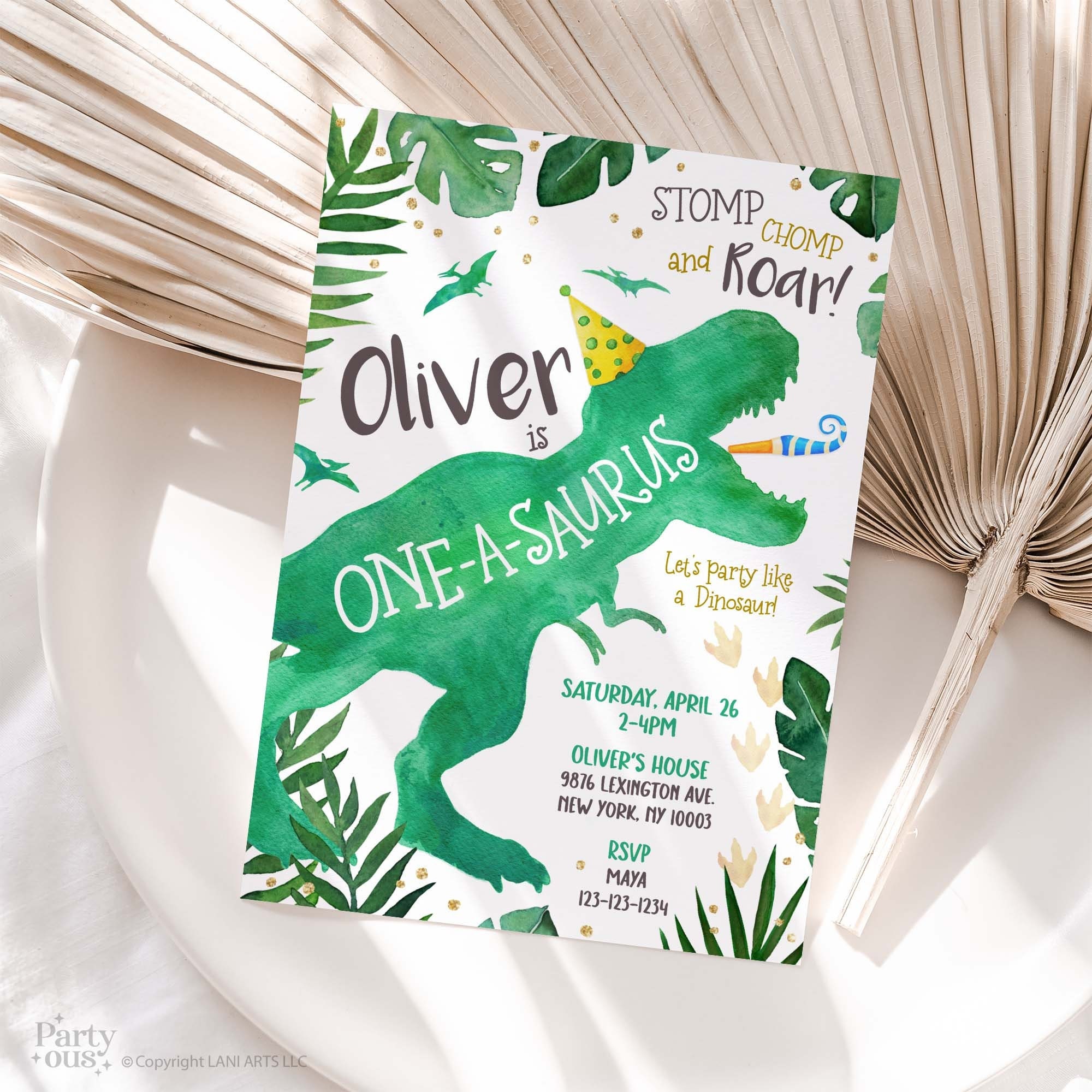 Editable Dinosaur Birthday Invitation 1 Year Old Invitation - Etsy