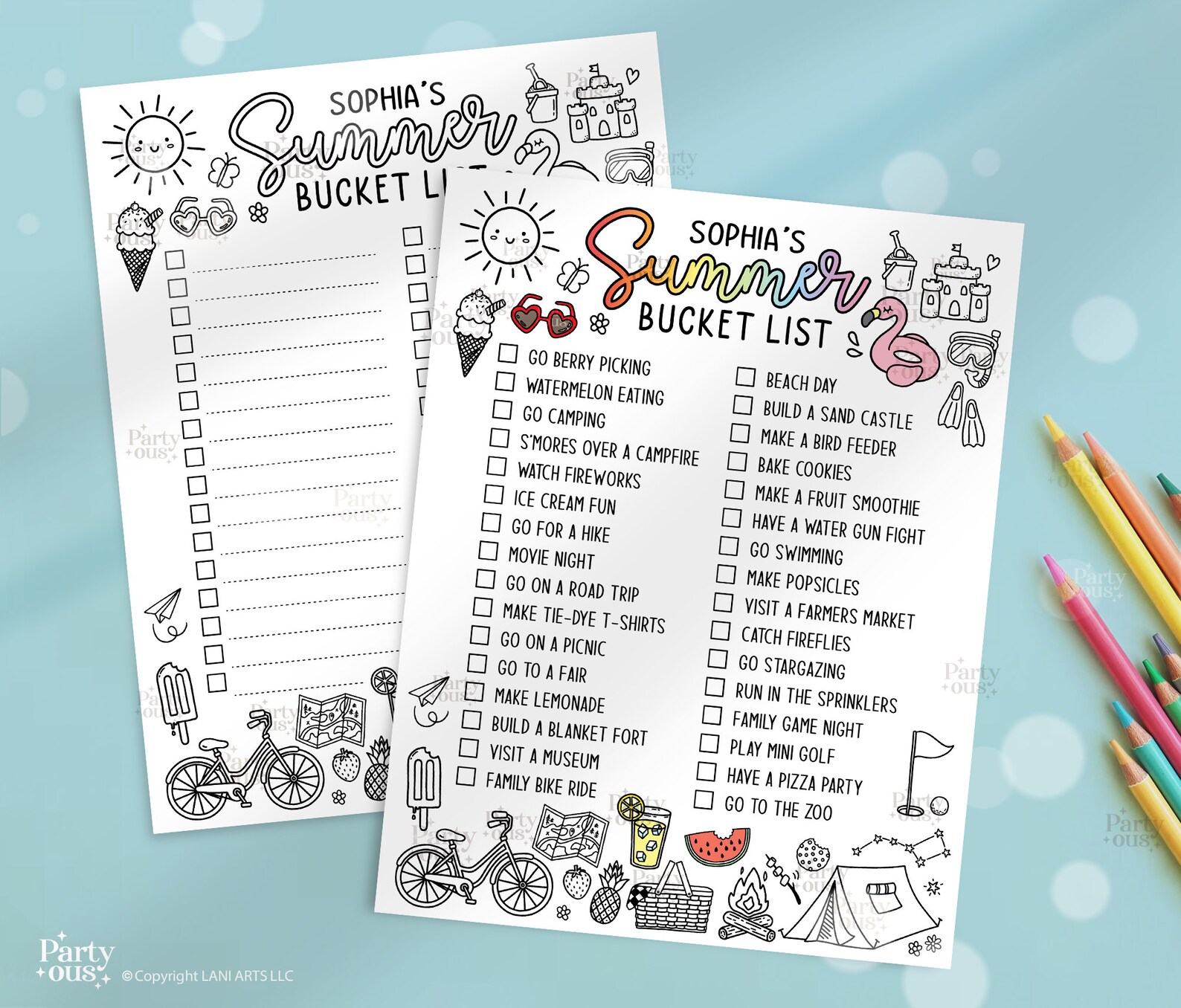 Editable Summer Bucket List Summer Fun Family Checklist Custom to Do ...