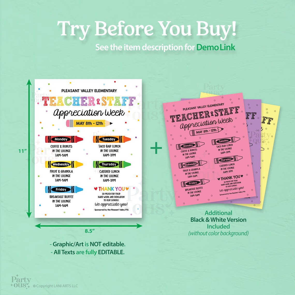 Editable Teacher Appreciation Week Itinerary Poster Teacher - Etsy UK