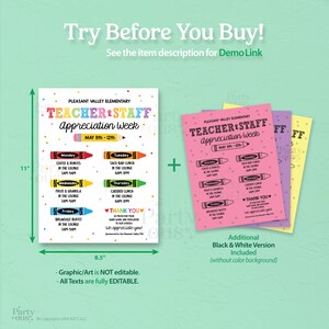 Editable Teacher Appreciation Week Itinerary Poster Teachers Staff ...