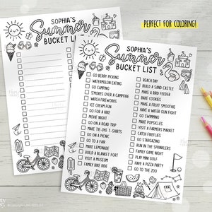 Editable Summer Bucket List Summer Fun Family Checklist Custom to Do ...
