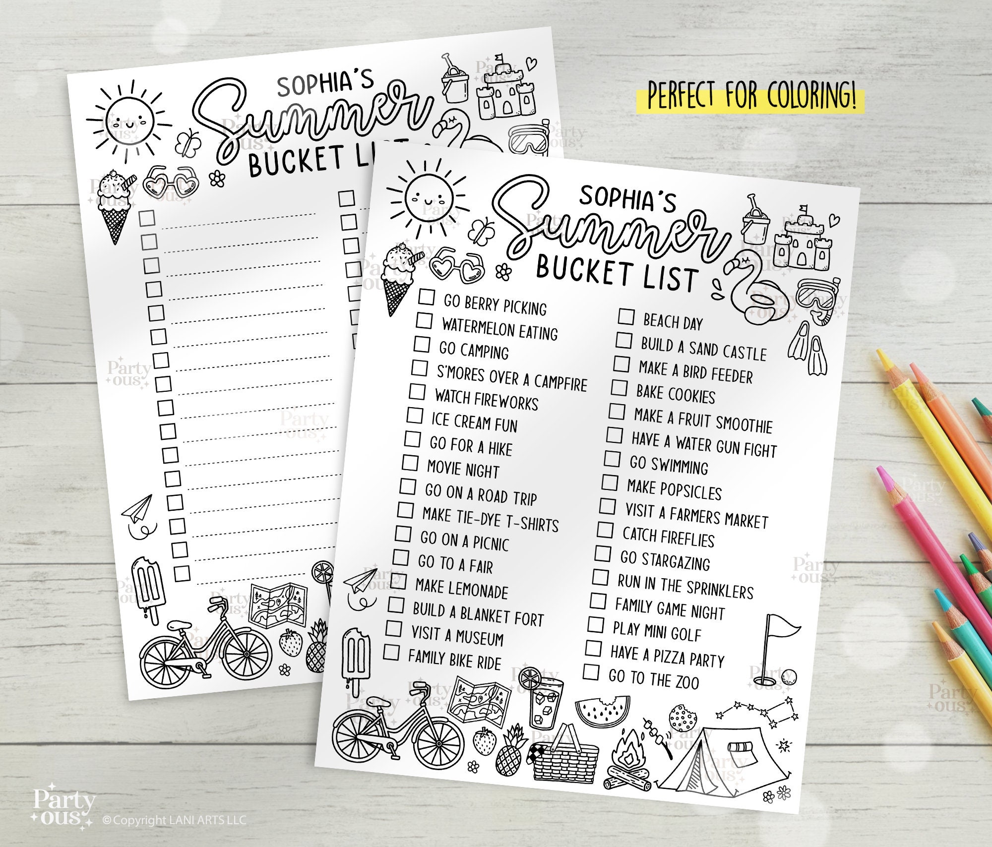 Editable Summer Bucket List Summer Fun Family Checklist Custom to Do ...