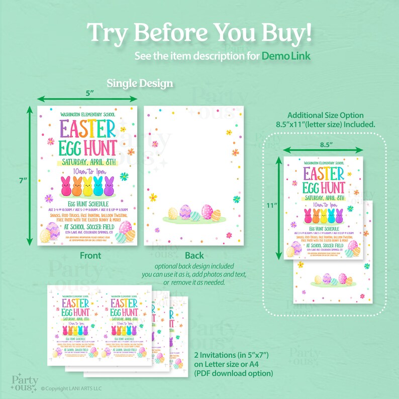 Editable Easter Egg Hunt Flyer Easter Invitation Kids School Church ...