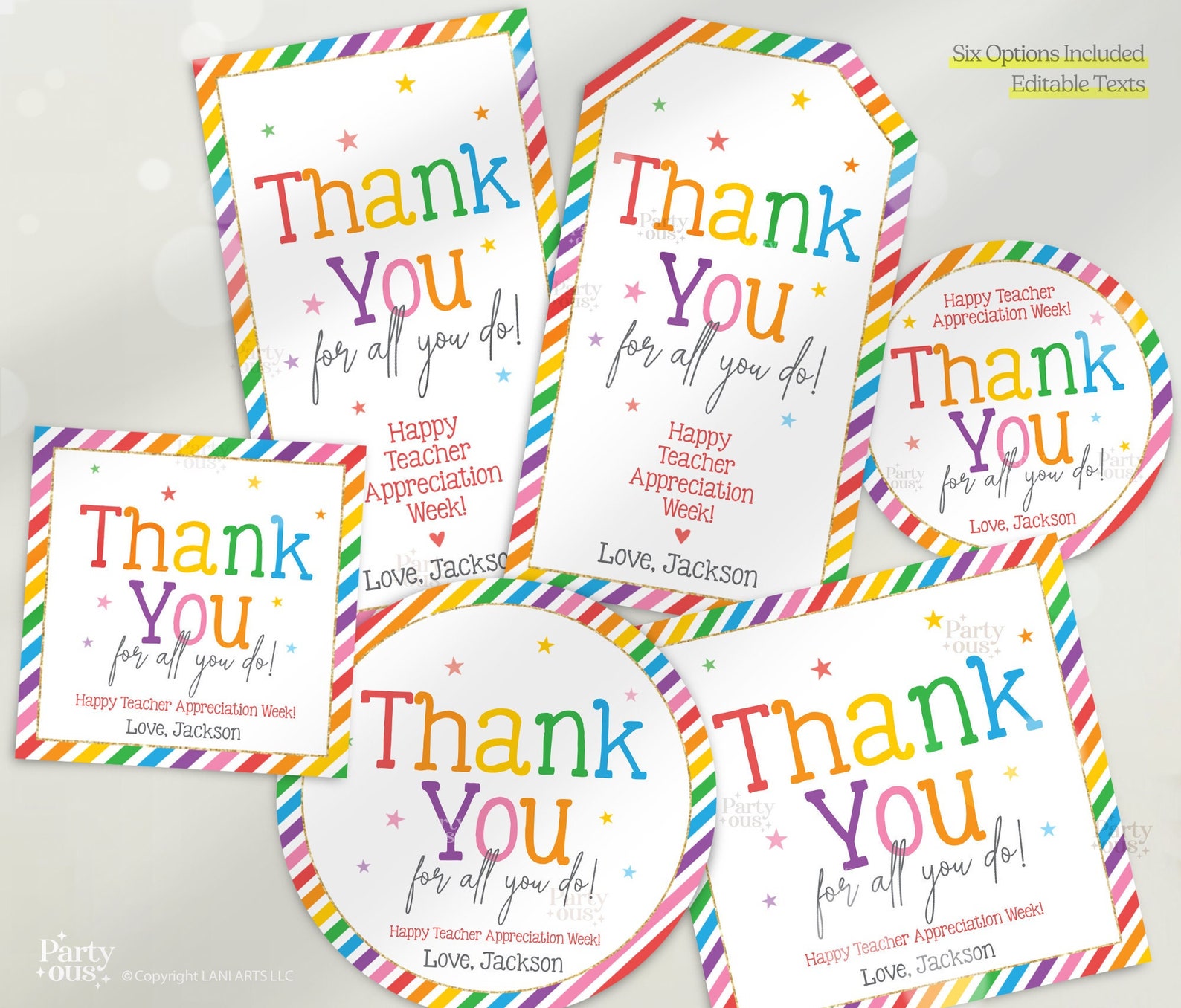 Editable Teacher Appreciation Week Gift Tags Thank You Teacher Gift Tag ...