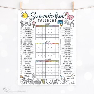 Editable Summer Calendar Poster Printables Summer Fun Bucket List ...