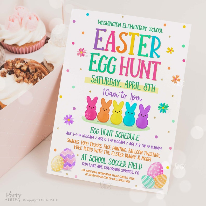 Editable Easter Egg Hunt Flyer Easter Invitation Kids School Church ...