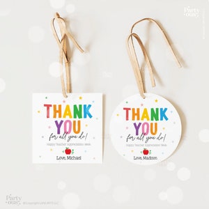 Editable Teacher Appreciation Week Printable Gift Tags Thank You ...