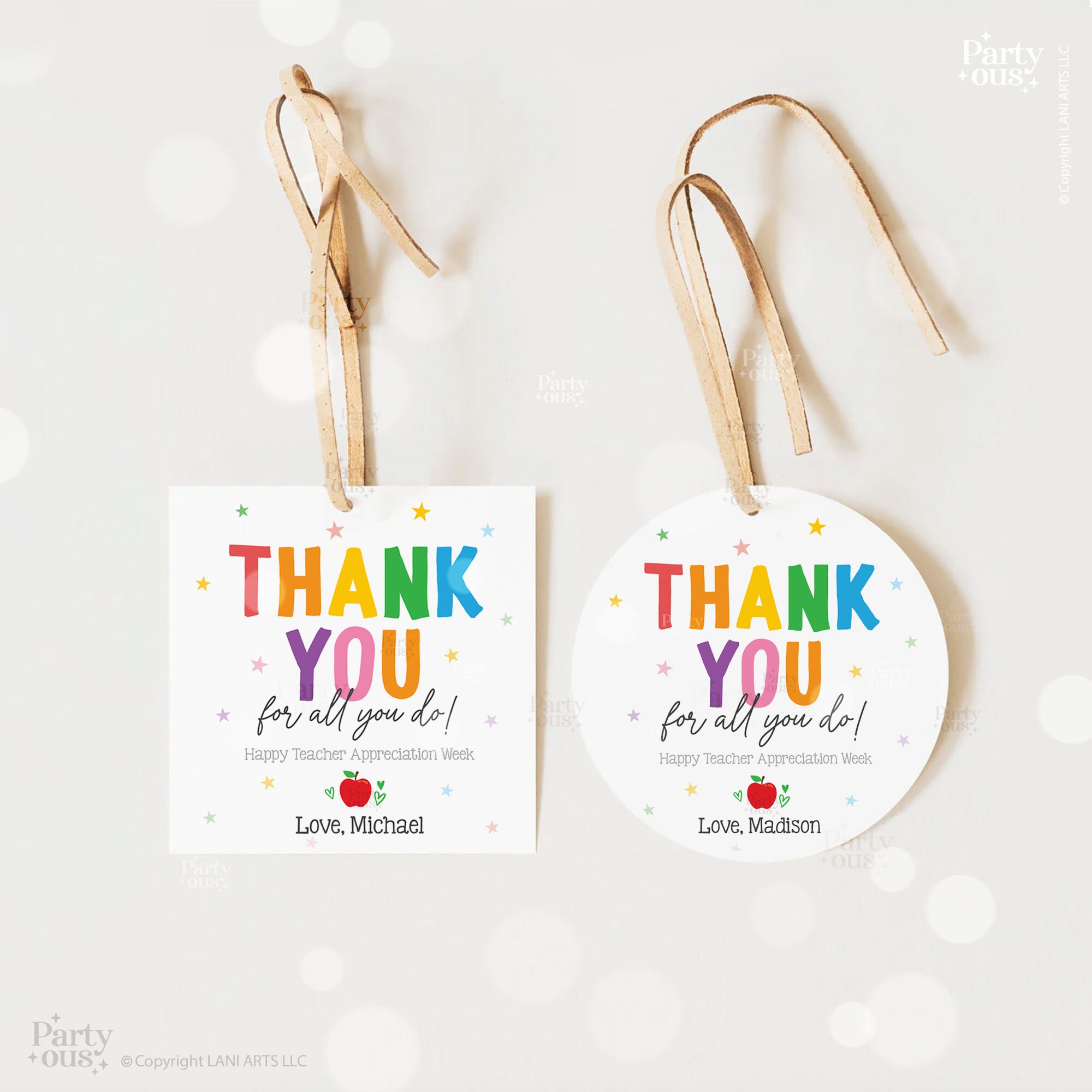 Editable Teacher Appreciation Week Printable Gift Tags Thank You ...
