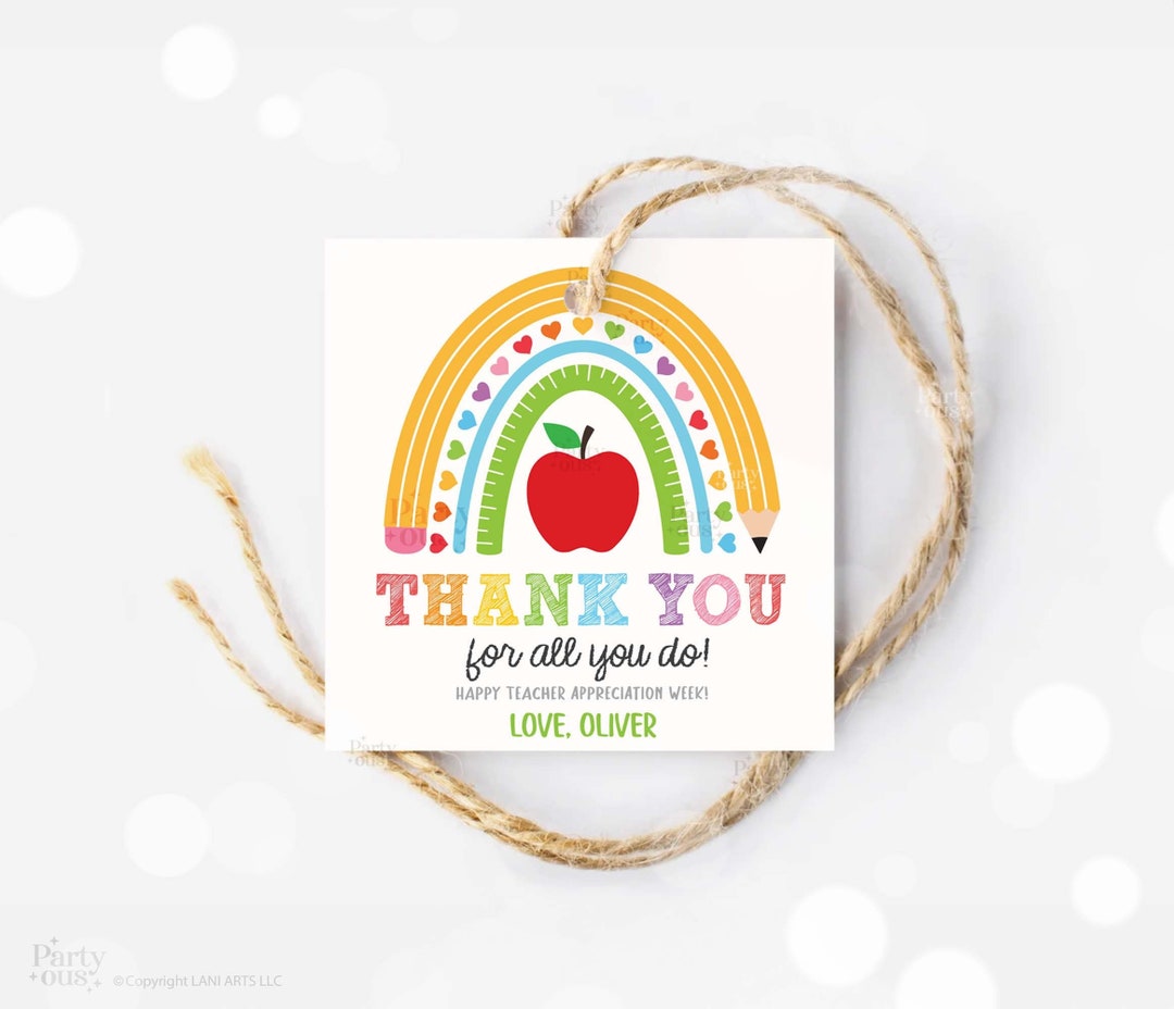 Editable Teacher Appreciation Week Gift Tags Thank You Teacher Gift Tag ...