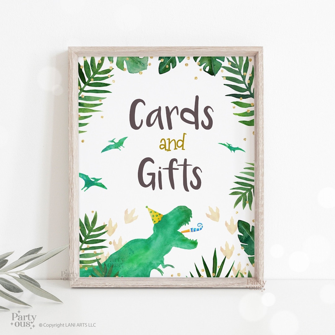 Dinosaur Cards and Gifts Sign Dino Party Birthday Party Baby Shower ...
