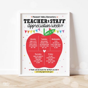 Editable Teacher Appreciation Week Itinerary Poster Teachers Staff ...