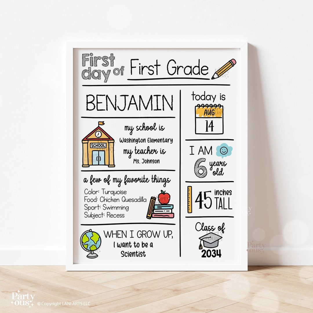 Editable Back to School Sign First Day of School Sign Printable ...