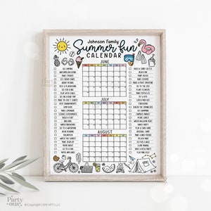 Editable Summer Calendar Coloring Poster Printables Family Summer Fun ...