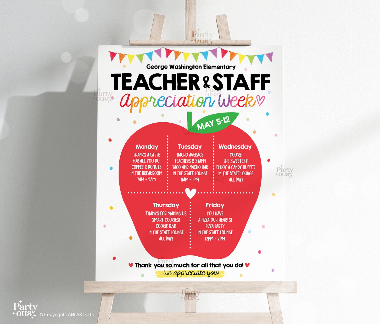 Editable Teacher Appreciation Week Itinerary Poster Teachers Staff ...