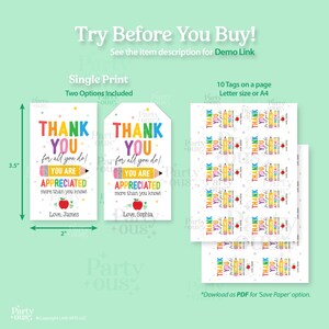 Editable Teacher Appreciation Week Gift Tags Thank You Teacher Gift Tag ...