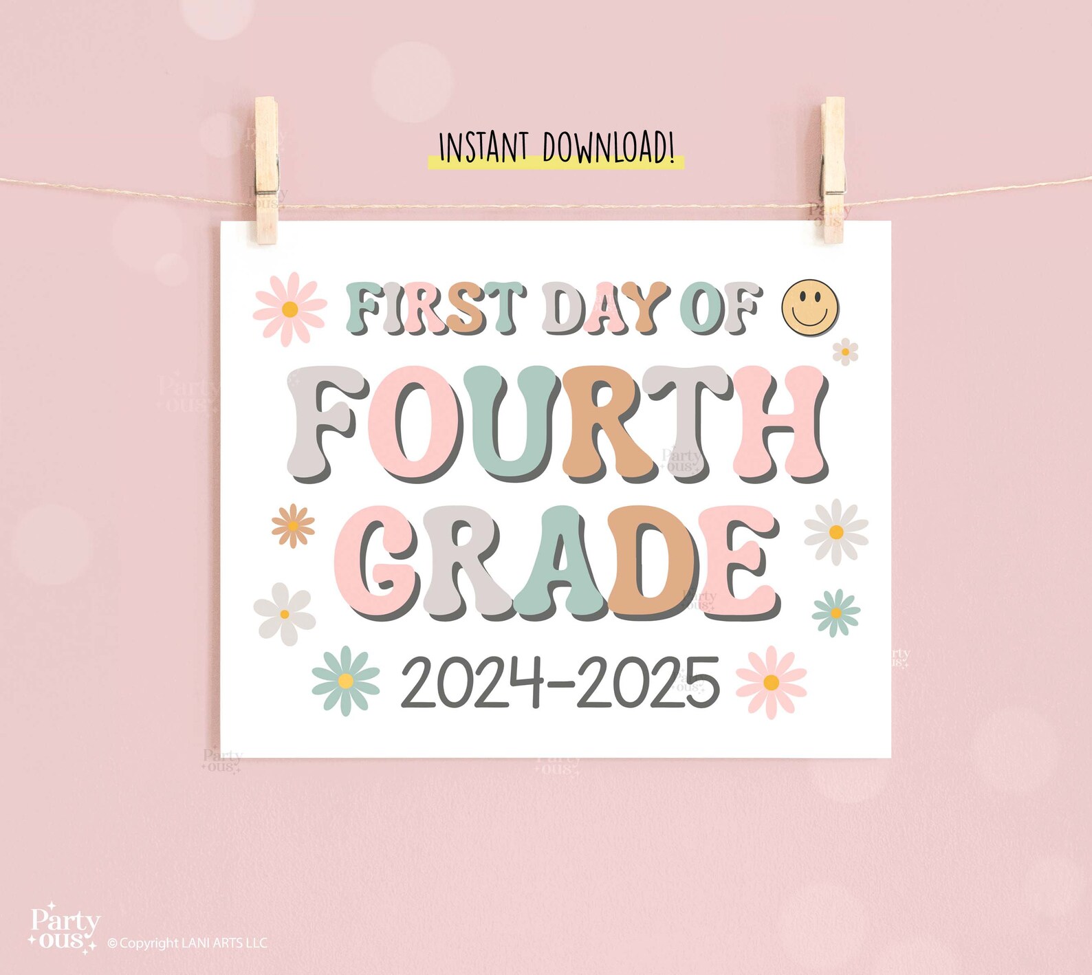 Back to School Sign First Day of School Sign Printable First Day of 4th ...