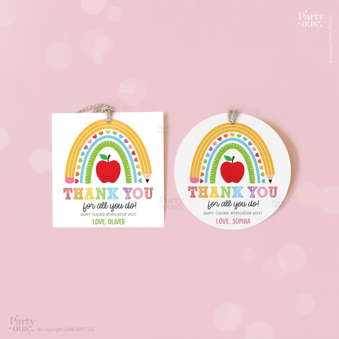 Editable Teacher Appreciation Week Gift Tags Thank You Teacher Gift Tag ...