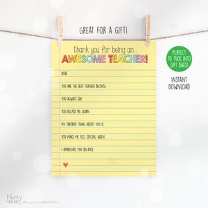 Teacher Appreciation Week Printable Teacher Appreciation Gift Thank You ...